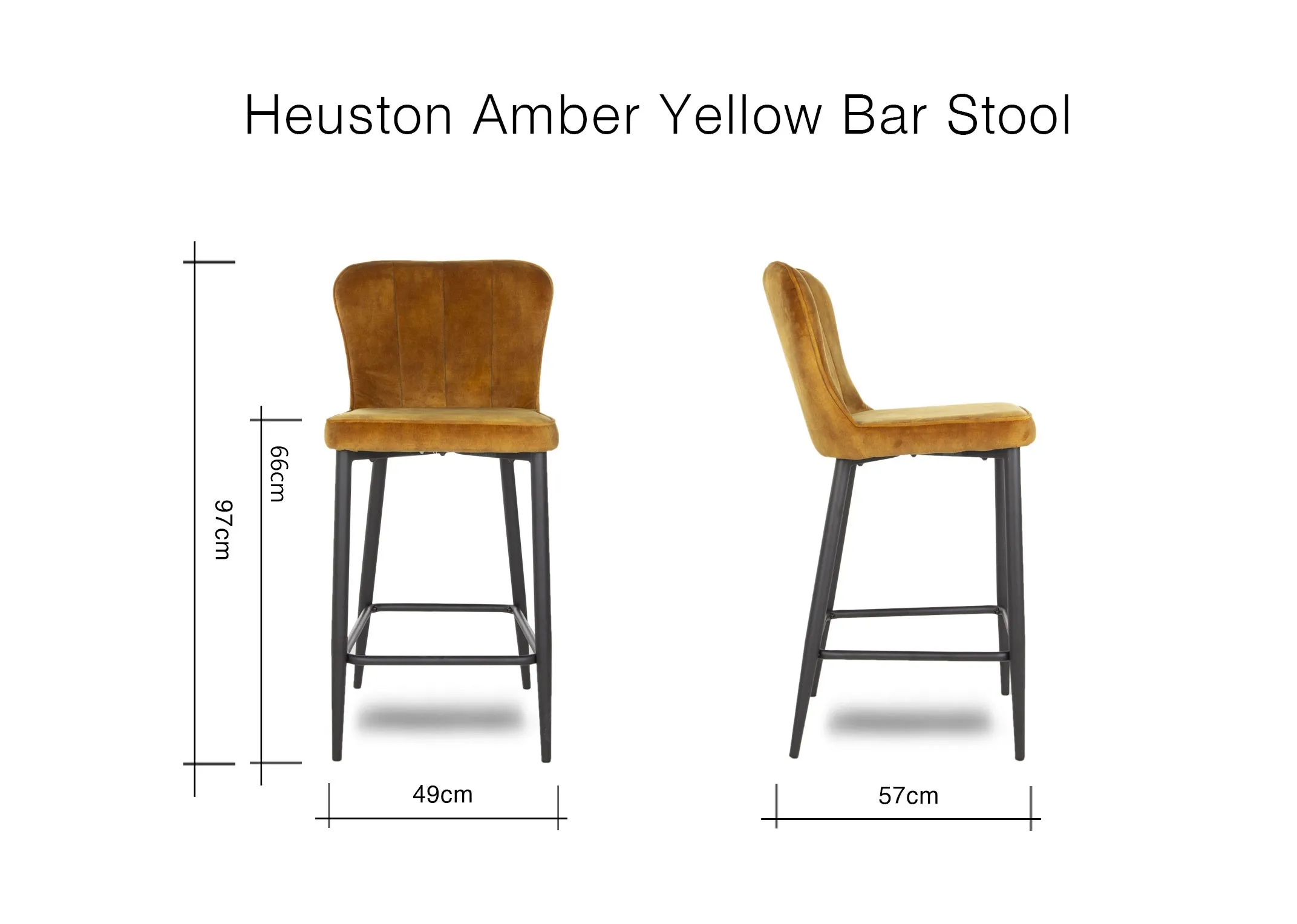 Amber Yellow Velvet Bar Stool - Heuston - EZ Living Furniture