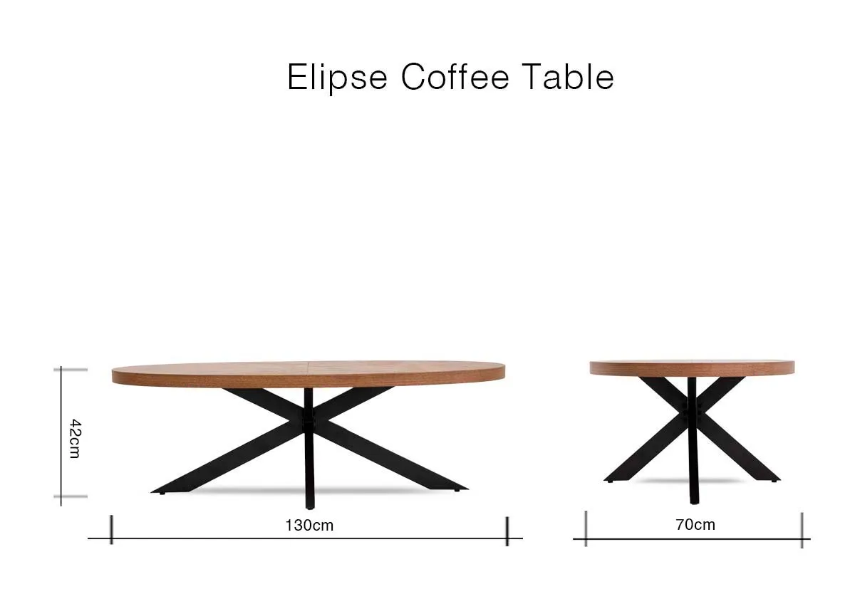 Large Oval Rustic Oak Coffee Table - Ellipse - EZ Living Furniture