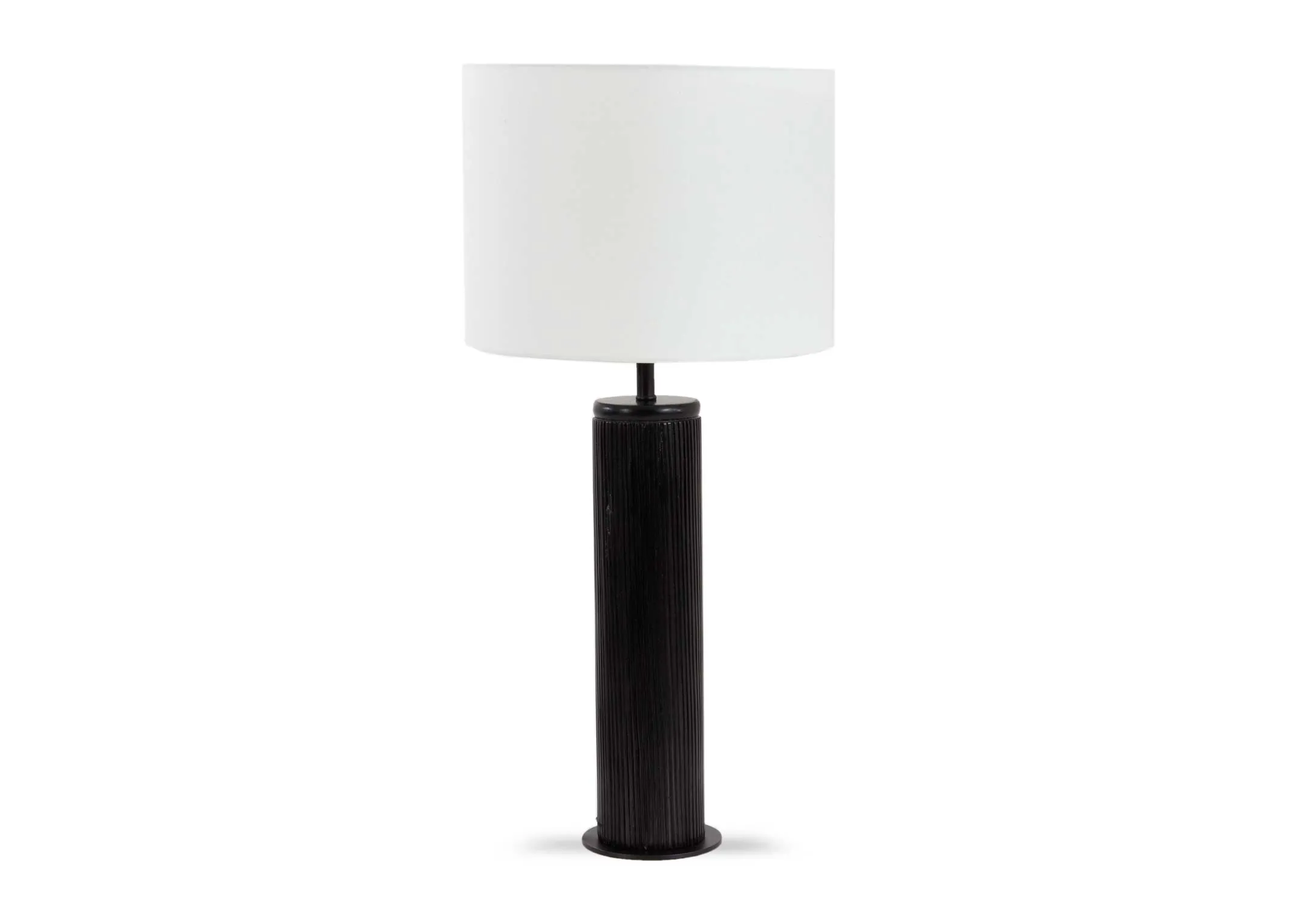 Large Black Wooden Table Lamp with White Shade - Lohas - EZ Living ...