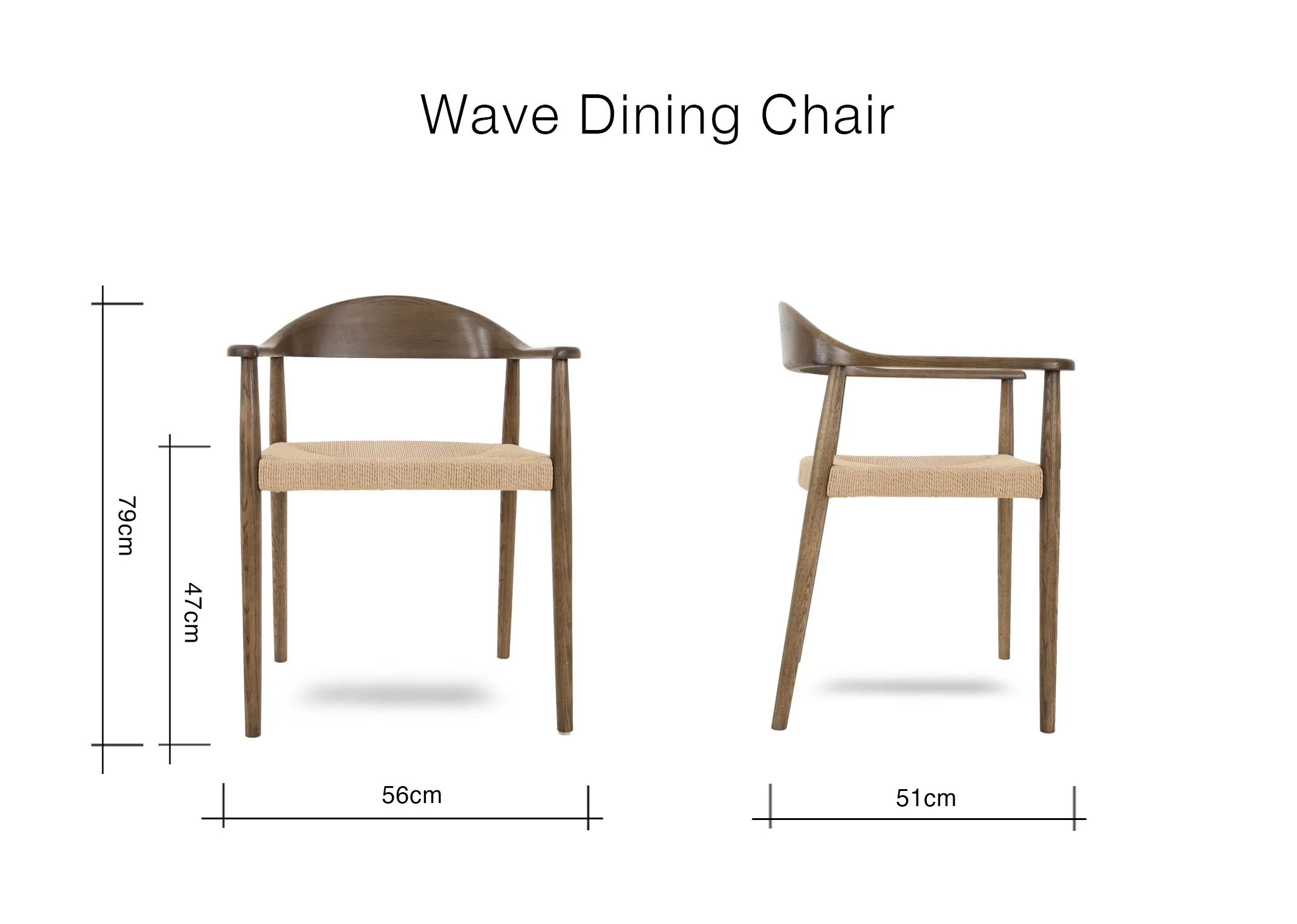 Smoked Oak Dining Chair with Woven Seat - Wave - EZ Living Furniture