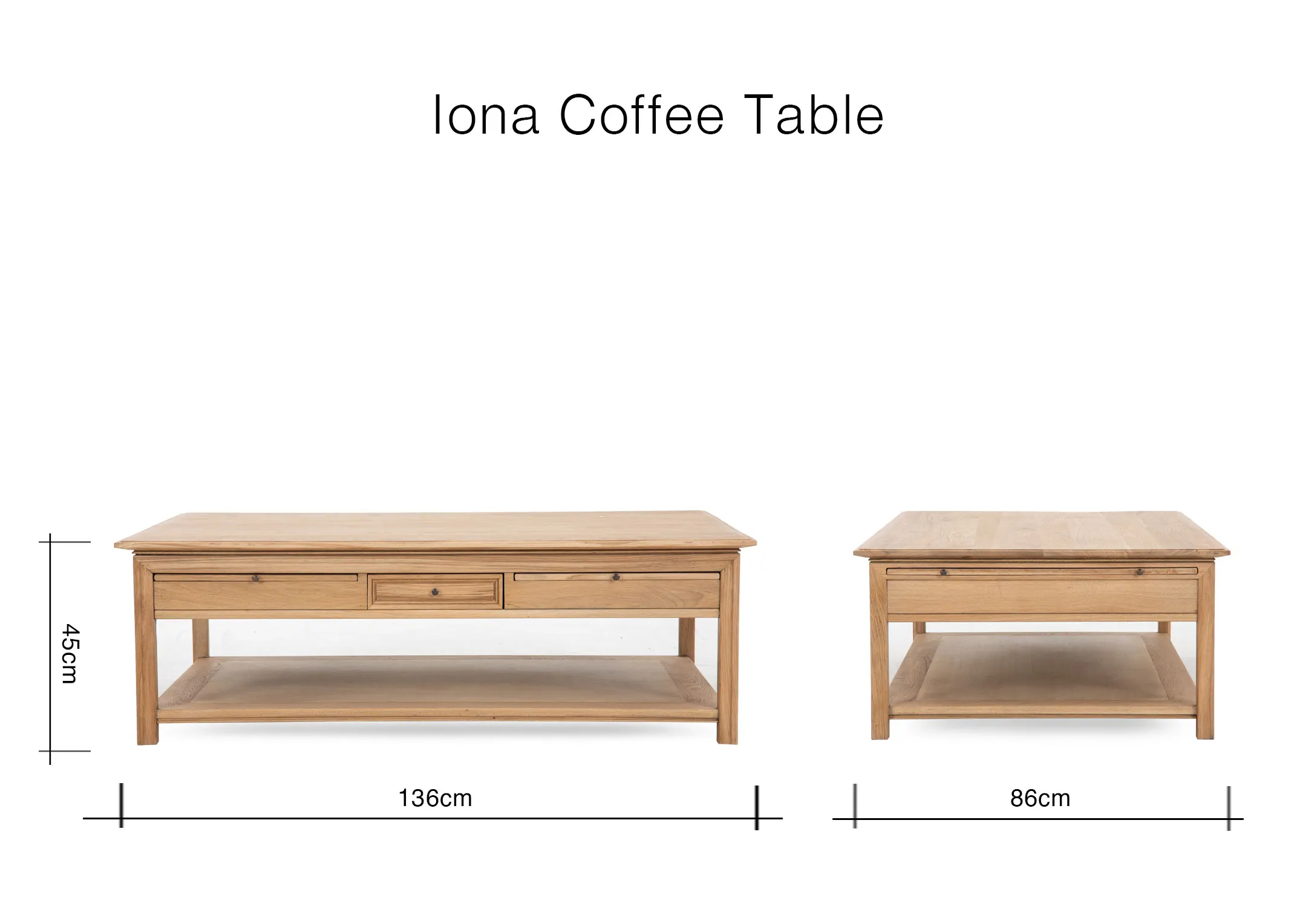 Iona Oak Coffee Table with Shelves (Malahide Floor Model) - EZ Living ...