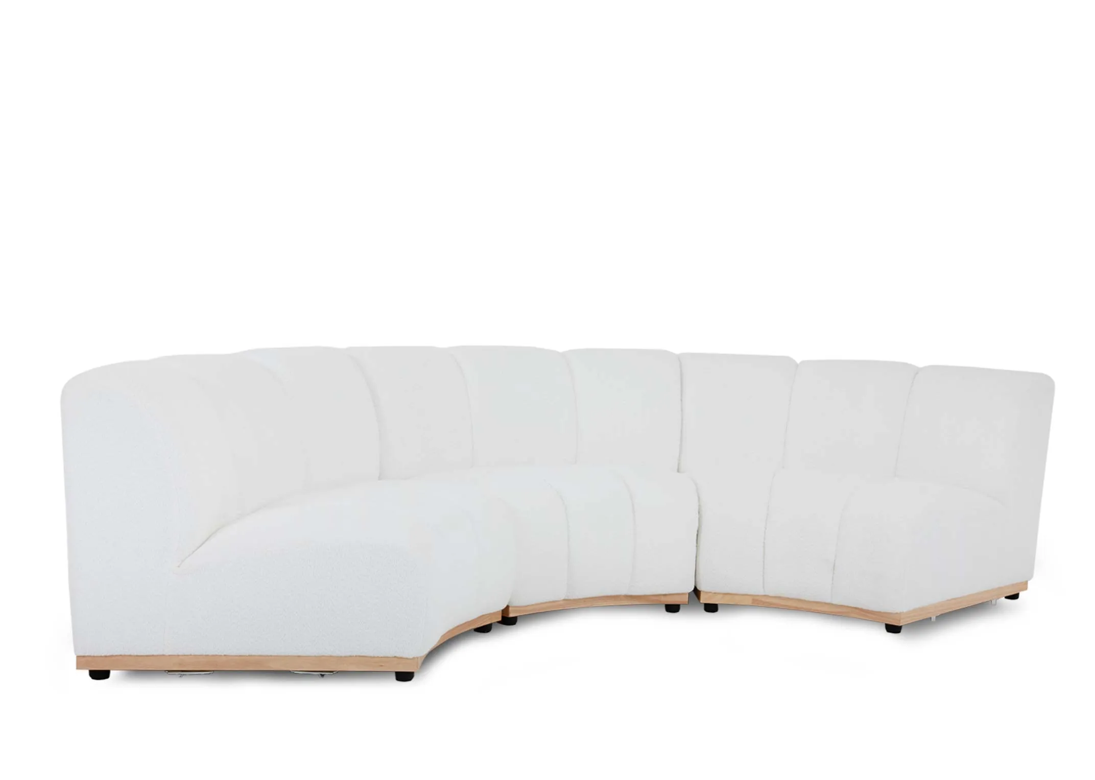White Fabric Curved Sofa - Shell - EZ Living Furniture