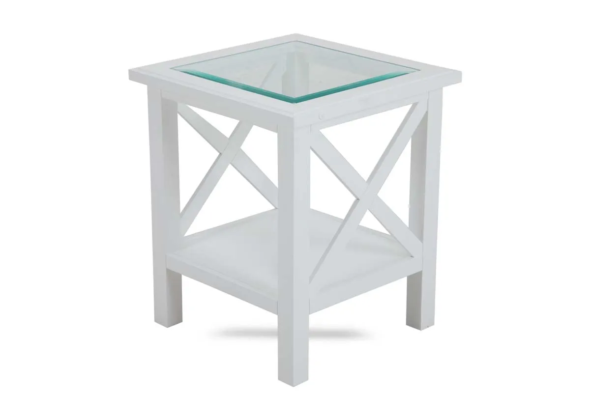White Lamp Table with Glass Top Hampton EZ Living Furniture