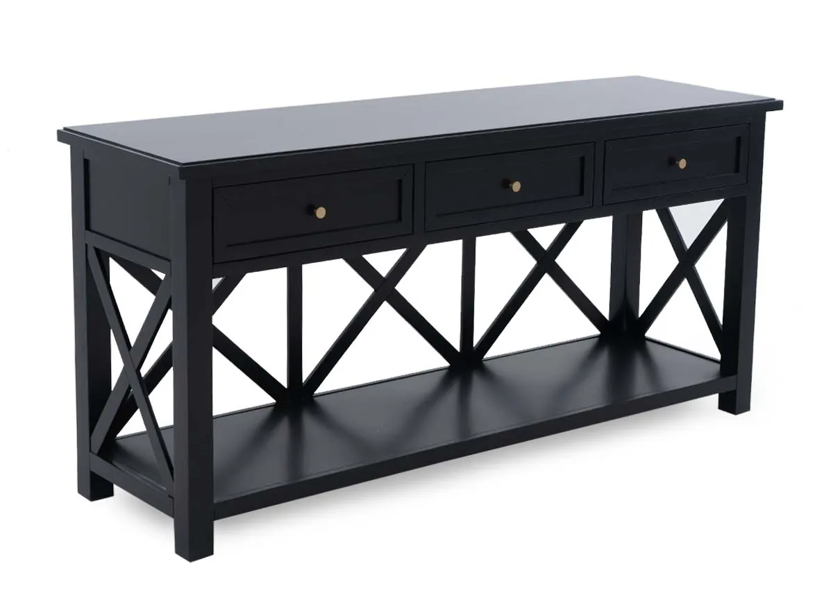 3 Drawer Black Hall Table Hampton EZ Living Furniture 3 Drawer Black Hall Table Hampton EZ Living Furniture