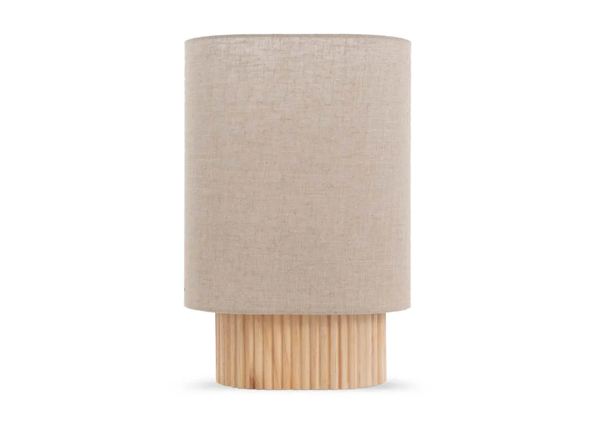 Linen & Wood Table Lamp - Laslo - EZ Living Furniture