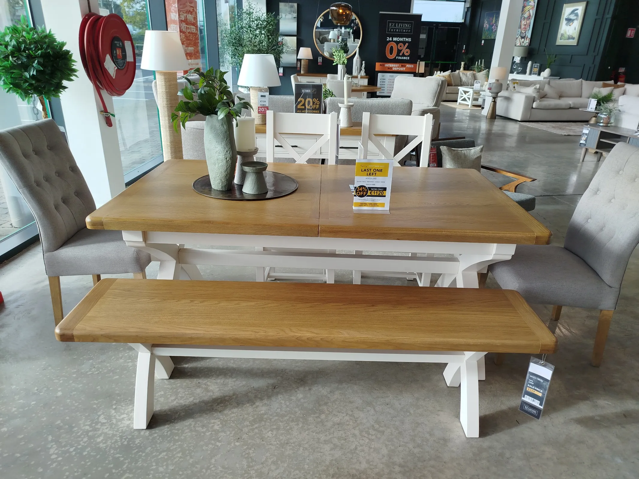 Woodland 110 - 145cm Dining Table & 180 cm Bench (Naas Rd Floor Model) - EZ Living Furniture